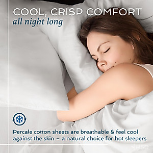 Hotel Sheets Direct 100% Cotton Sheets, Percale Sheets, Certified Made in Green, Cooling Hotel Sheets, Breathable & Crisp Bed Sheets, Deep Pocket 4 Pc Grey Sheets Set (Queen)