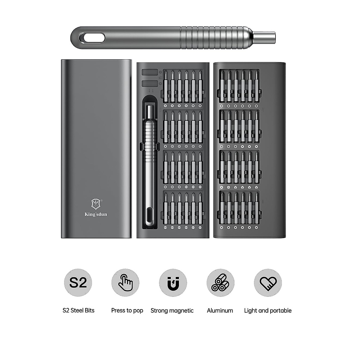 Kingsdun 51 in 1 Precision Screwdriver Set, Portable Screwdriver Set with 48 Magnetic Bits Torx Hex Screwdriver for iPhone, Laptop, PC, Watch, Glasses