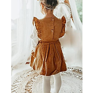 MERSARIPHY Toddler Baby Girl Dress Baby Girl Suspender Dress Straps Skirt Overall Dresses Winter Fall Clothes (Brown E, 12-18 Months)