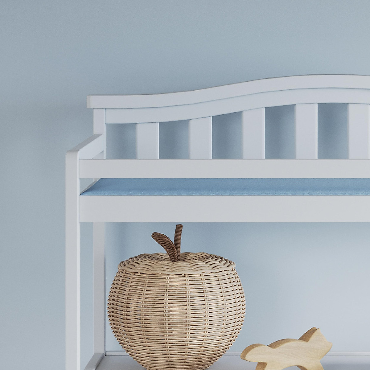 Child Craft Arch Top Infant Changing Table, Water-Resistant Pad and Safety Strap, Anti-Tip Kit Included to Prevent Tipping, Non-Toxic, Baby Safe Finish (Matte White)