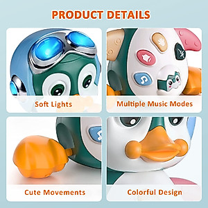 MOONTOY Penguin Musical Crawling Baby Toys with Light & Sound Infant Tummy Time Toys 3 4 5 6 7 8 9 10 11 12 18 Month Developmental Newborn Toddler Sensory Activity Walking Christmas 1st Birthday Gift