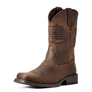 ARIAT BMVY9 Mens Rambler Patriot Western Boot Distressed Brown 11