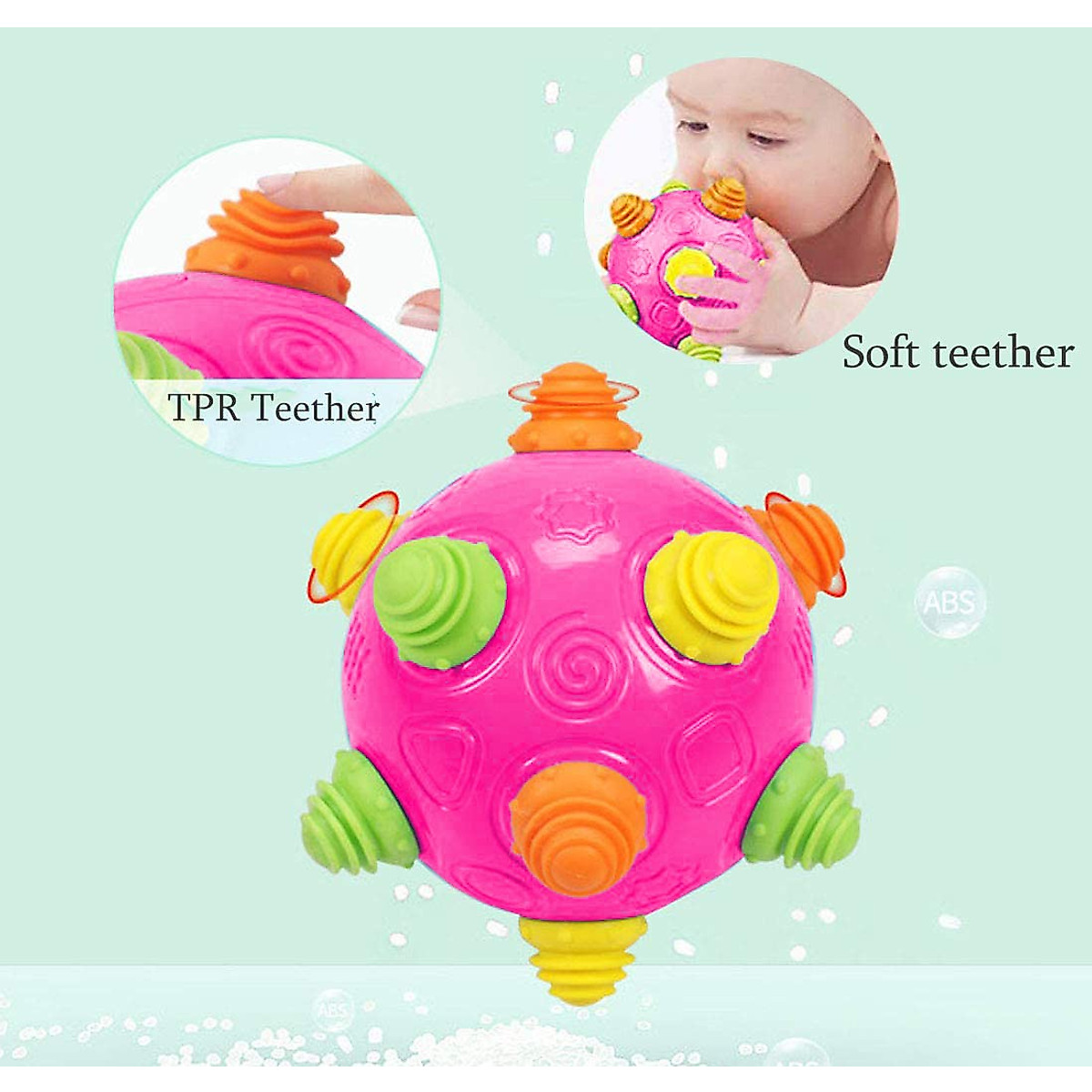 YMDLY Toys Toddler Baby Bouncing Sensory Ball - Sturdy Durable Crawling Ball Toy Fun Learning Ball Toy Two Modes Baby Music Ball Facilitates Movement of Children Suitable for Babies,Red,18+ Months