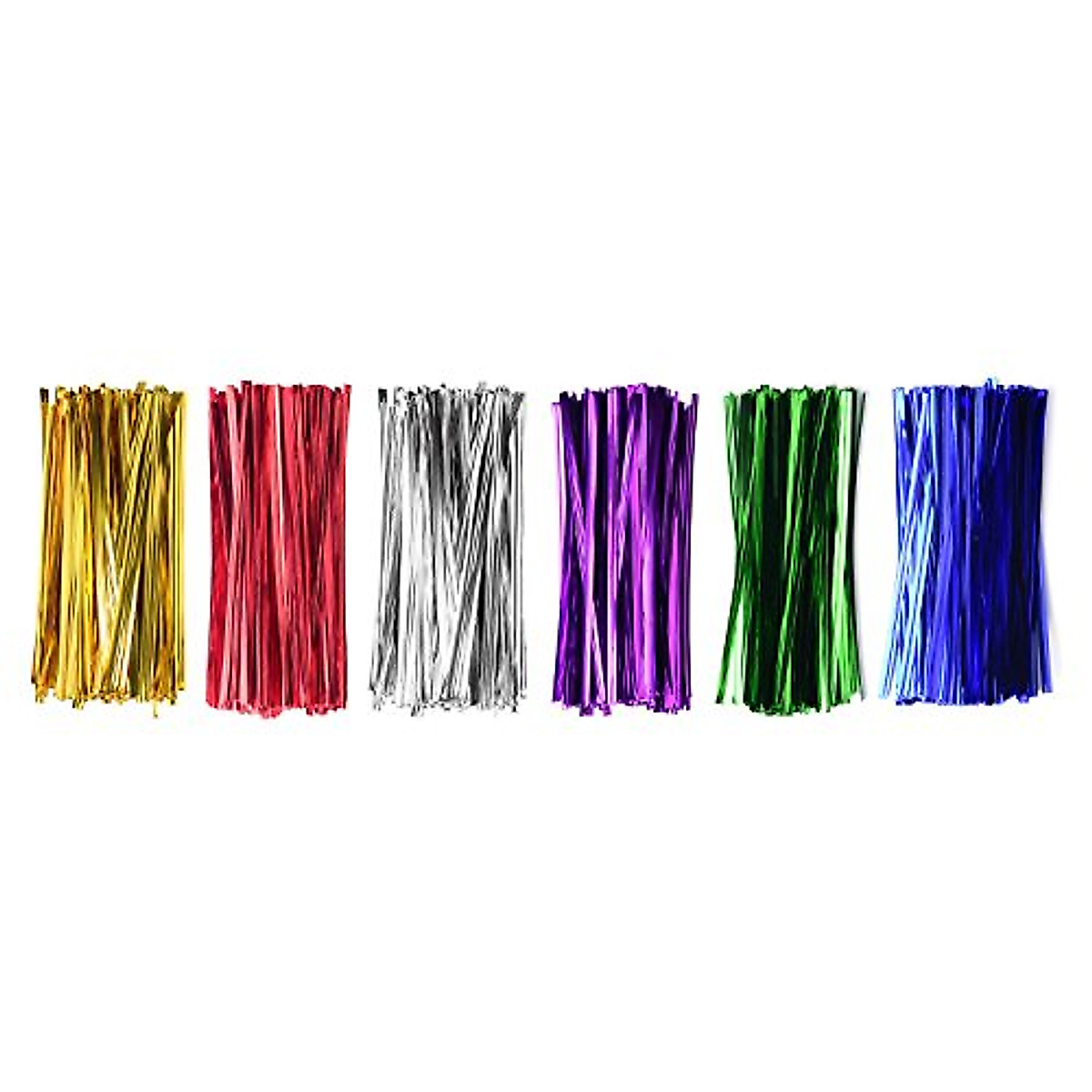 Sannigora 300 Pack 2" x 10" Clear Long Candy Cello Cellophane Treat Bags - 1.4mil Thickness OPP Plastic Bags with 6 Mix Colors Twist Ties Perfect for Birthday Favor Candles Pretzel ICY Candy Popsicle