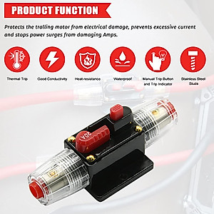 20Amp Circuit Breaker,Car Protect for Car Audio Amps Overload Protection Fuse 12V-24VDC Resettable (20A)