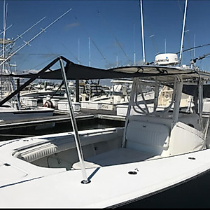 TeBaisea Boat T-Top Sun Shade Kit Boat Canopy, Boat Cover with Stainless Steel Telescopic Rod Foldable,UV-Proof 1200D High-Tech Polyester Fiber, Anti-Ultraviolet Dark Blue（126"×114"×102"）