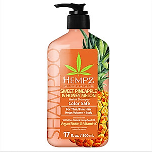 Hempz Biotin Shampoo - Sweet Pineapple & Honey Melon - For Thin/Fine Hair Growth & Strengthening of Dry, Damaged and Color Treated Hair, Hydrating, Softening, Moisturizing - 17 Fl OZ