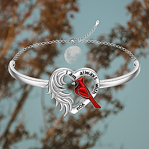 Iringnier Cardinal Bracelet for Women Heart Angel Wing When a Cardinal Appears Your Loved One Is Near Inspirational Memory Memorial Bracelet for Loss Of Loved One Gifts
