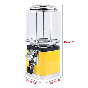 Candy Machine Automatic Gumball Machine Commercial Toy Vending Machine Bubble Gum Machine Home Vending Machine Coin Gumball Machine for Kids Accommodated 32mm Balls (Yellow)