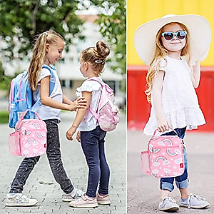 yookee home Lunch Box for Kids Lunch Boxes Insulated Lunch Containers Lunchboxes Kids Lunch Bag for Girls Lunch Box for School Thermal Meal Small Lunch Tote Toddler Lunch Box for Girls Pink Rainbow