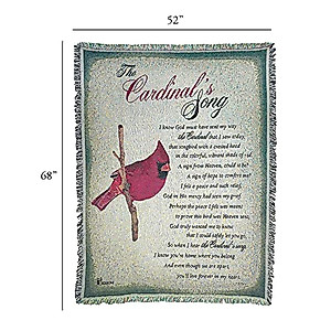 Dicksons The Cardinal's Song Poem on Green 52 x 68 All Cotton Tapestry Throw Blanket