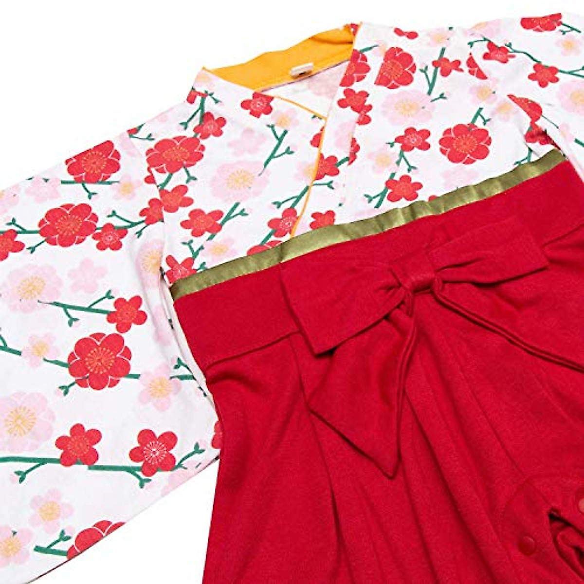 KYOETSU Baby Girls Kimono Rompers Hakama Coverall (3M(Japanese Size 60), Plum Off-White)