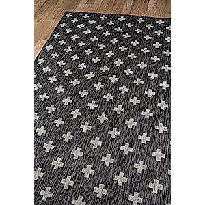 Novogratz by Momeni Villa Collection Umbria Indoor/Outdoor Area Rug, Charcoal, 2'0" x 3'0" Size Mat for Living Room, Bedroom, Dining Room, Nursery, Hallways, and Home Office