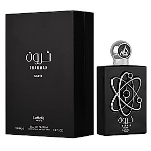 Lattafa Perfumes Tharwah Silver EDP-100ml(3.4 oz) Unisex | Mint, Bergamot Clary Sage, Lavender Cedarwood, Musk, Vetiver, Jasmine