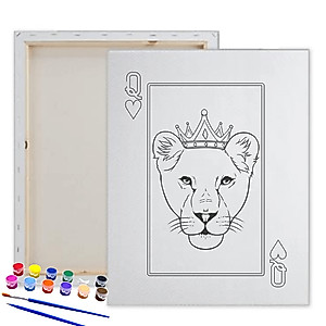 Essenburg Pre Drawn Canvas Paint Kit | Teen, Kids and Adult Sip and Paint Party | DIY Date Night Couple Activity| Canvas Boards for painting| KING & QUEEN OF HEARTS (S 8x10 CANVAS ONLY)