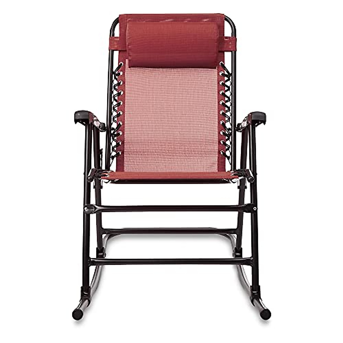 Amazon Basics Outdoor Textilene Zero Gravity Folding Lounge Rocker with Pillow, Red