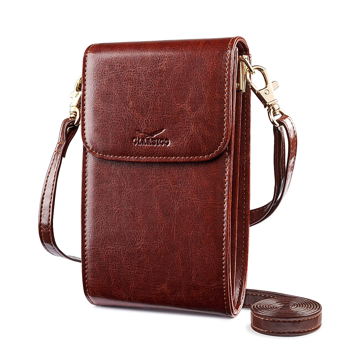 Classico Small Crossbody Phone Purse for Women - Crossbody Bag Wallet for Phone, Cards, Accessories (Small, Black)