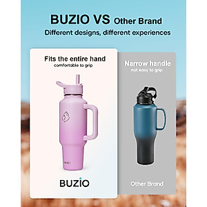 BUZIO 40oz Water Bottle Fits in Cup Holder, Insulated Tumbler with Handle, Water Flask with Lid for Cold Hot, BPA-Free Sweat-Proof Wide Mouth Travel Mug for Sports, Gift for Him Her, Gradient Purple
