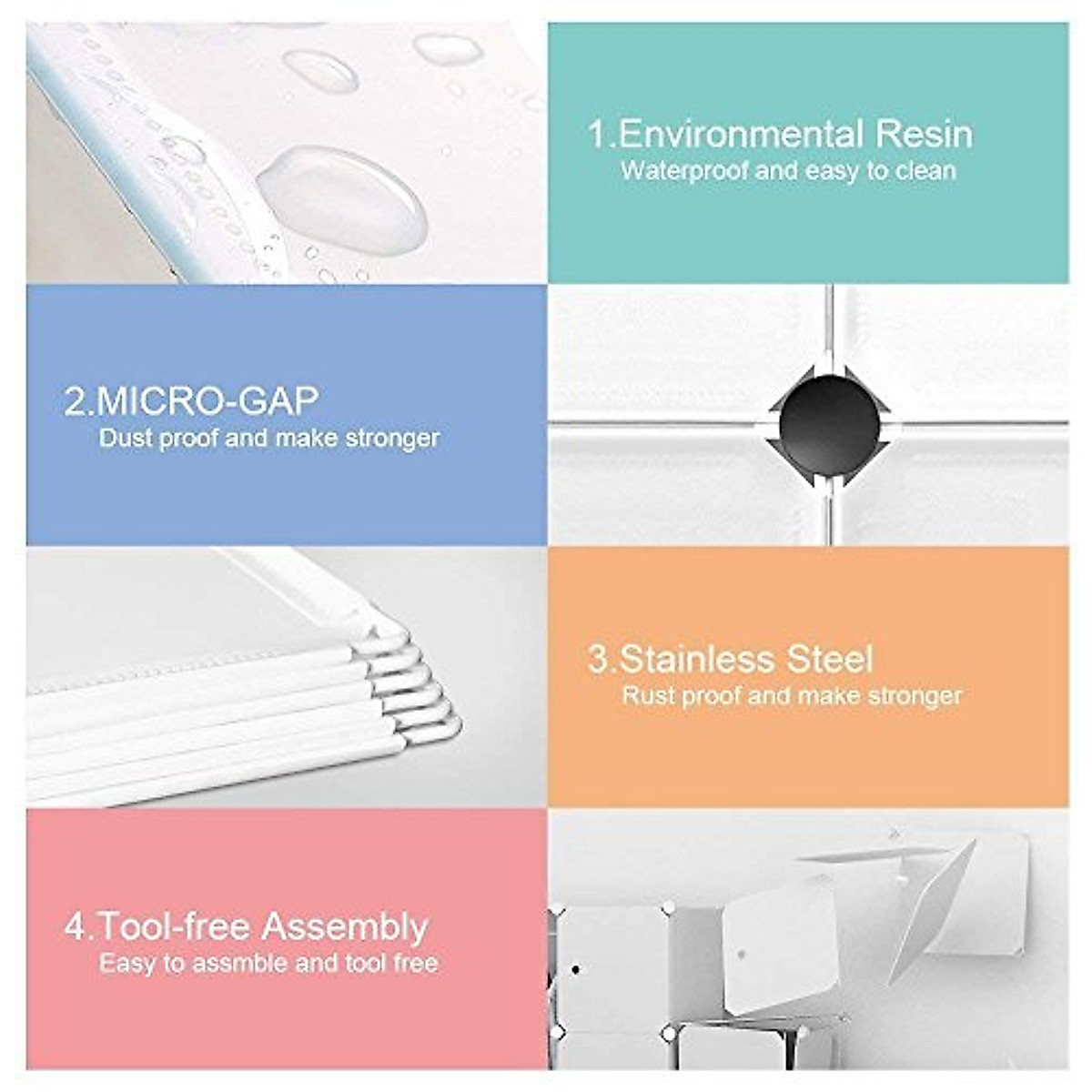 KOUSI Portable Closet Wardrobe Closet Clothes Closet Bedroom Armoire Storage Organizer with Doors, Spacious,Sturdy, Extra Space, Durable Black, 6 Cubes 2 Hanging Clothes-FBA