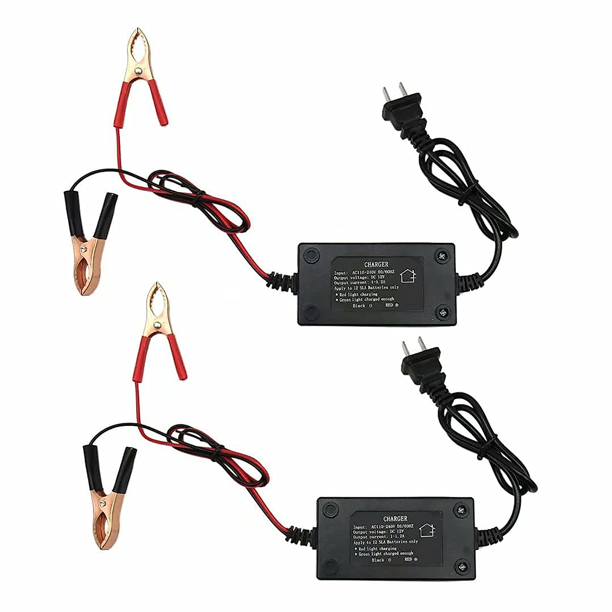 Premium 2Pcs Auto Car Battery Charger Tender Trickle Maintainer Charge All Types of 12V Lead-Acid Batteries