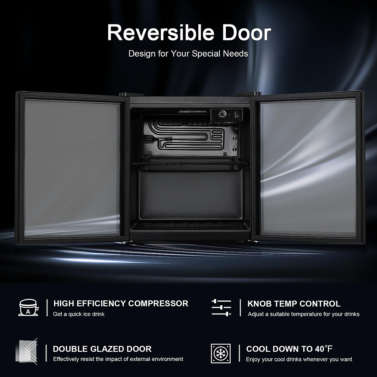 Antarctic Star Beverage Refrigerator Cooler -120 Can Mini Fridge Glass Door for Soda Beer or Wine Constant Glass Door Small Drink Dispenser Clear Front Door for Home, Office Bar 3.2Cu.ft Gold