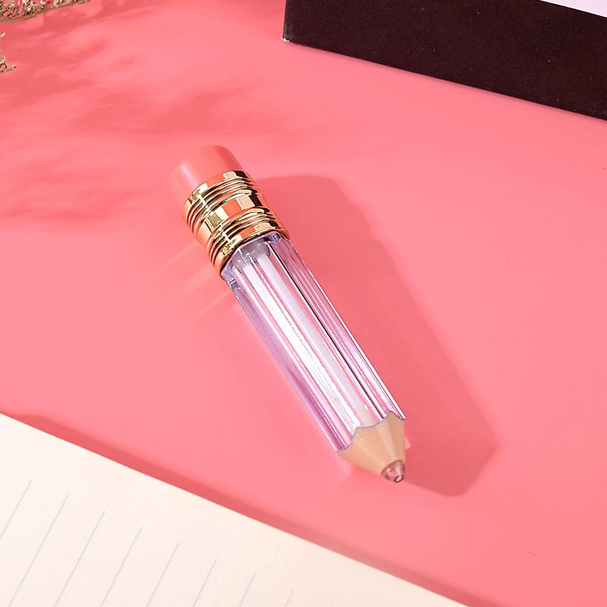 WSERE 10 Pieces Pencil Shape Cute Empty 5ml Lipgloss Lip Gloss Tube Containers Bottles Refillable Lip Balm Sample Packaging Tubes