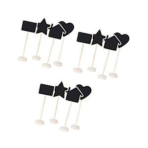 NUOBESTY 15pcs Mini Message Board Signs Mini Chalkboards Support Hanging Chalkboard Labels Wedding Sign Chalkboard Hanging Tag Mini Blackboard Easel Woodsy Decor with Base Bamboo Mini Table