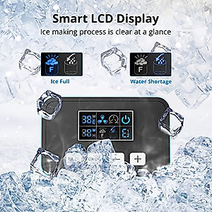 ACONEE Commercial Ice Maker Machine, 350lbs/24H Stainless Steel Under Counter ice Machine with 220lbs Ice Storage Capacity, Freestanding Ice Maker, High Efficiency