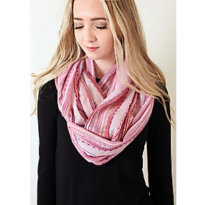 Anika Dali Women's Shimmer Sparkle Infinity Scarf- Festival Boho Bliss Fashion Scarf (Blush Pink)