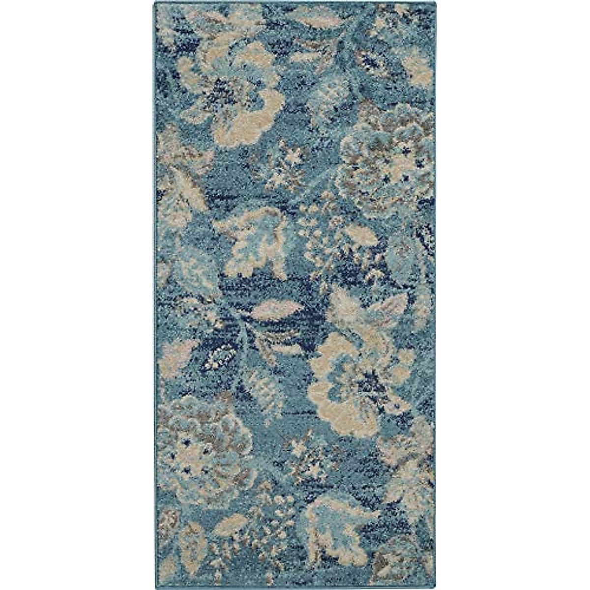 Nourison Tranquil Floral Turquoise 2' x 4' Area -Rug, Easy -Cleaning, Non Shedding, Bed Room, Living Room, Dining Room, Kitchen (2x4)