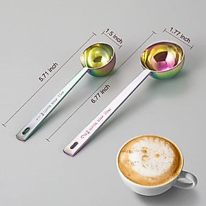 Premium coffee scoop set, set of 2, Metal stainless steel long handle coffee scoop, measuring coffee spoons contains 1 tablespoon (15 ml) and 2 tablespoons (30 ml) multicolor spoon.