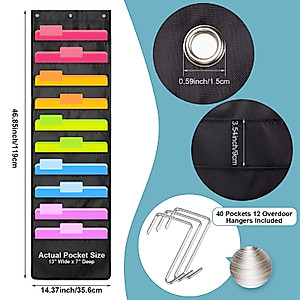 Geyee 4 Pack Wall Hanging File Folders Organizer, Heavy Duty Storage Pocket Chart, Over Door Hangers Included, Hanging Wall Paper Organizer Holder for School Classroom Office Home(10 Pocket)