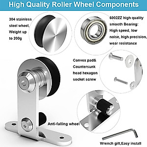 BONIKLUBA 6FT Stainless Steel Sliding Barn Door Hardware Track Kit Top Mount T Hanger Set for Single Door use, Easy to Install