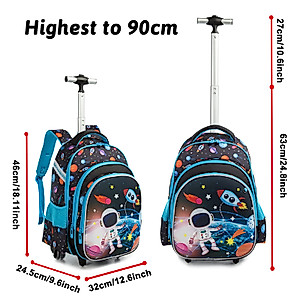 Dokin Kids Rolling Backpack School Backpack Rolling Duffle Bag with Wheels 3 IN 1 Bookbag Set for Kids Girls Boys Teenagers