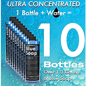 RetroDeco Ultra Concentrated 16.9oz Tincture of Blue Tattoo Soap USP: Makes 1.3 Gallons of Blue Soap with XL 16.9oz Squeeze Bottle For Skin and Piercings, Better Than Green Soap