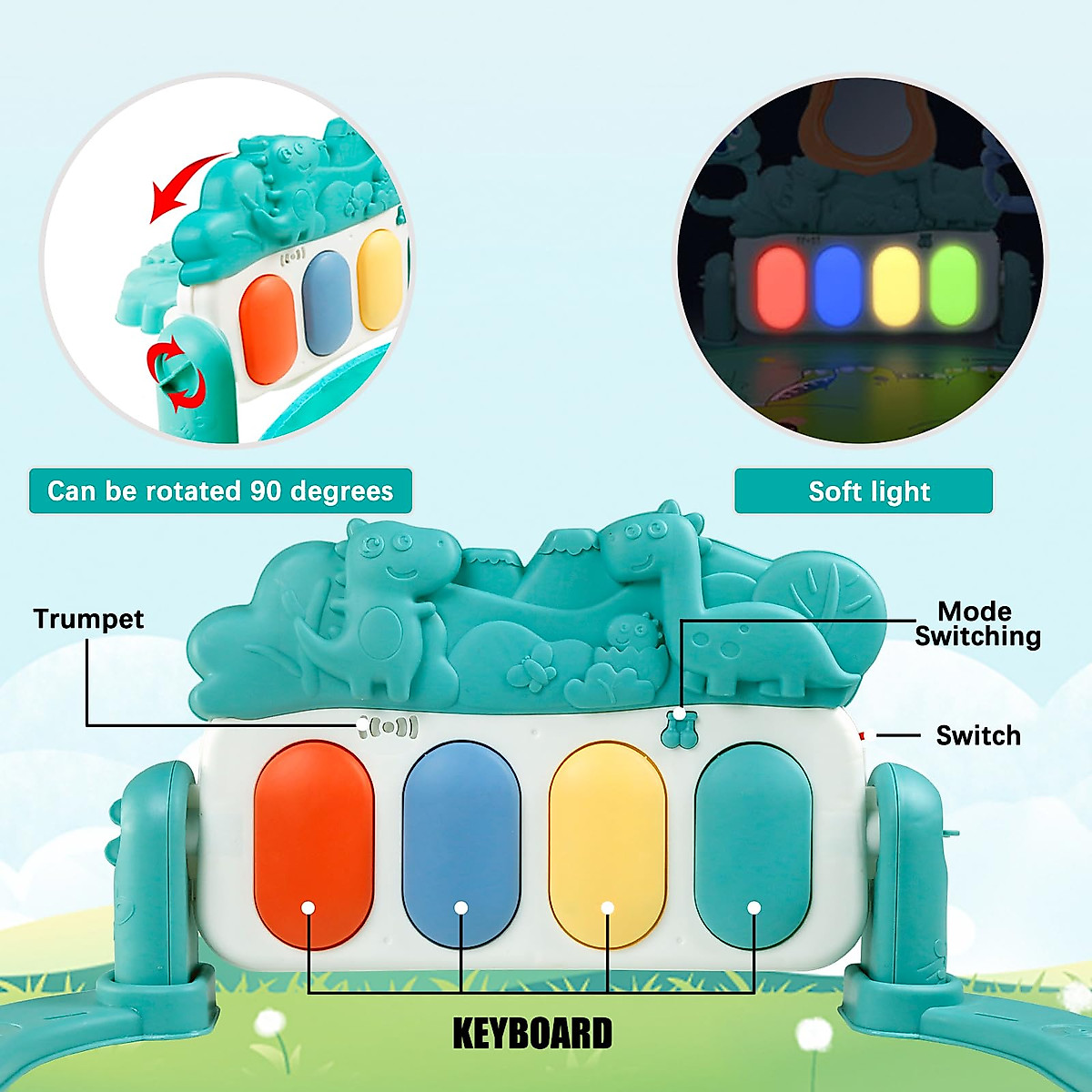 ONG NAMO Baby Play Mat Baby Gym Baby Play Mats for Floor Play Piano Gym with Lights & Sensory Toys Play Mats for Babies and Toddlers Boy & Girl Gifts for Newborn Baby