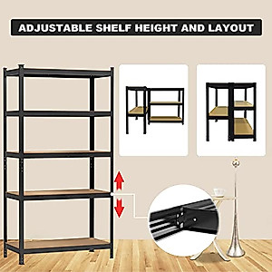 Vandise Garage Storage Shelve Heavy Duty Multipurpose Garage Shelving, 1544lbs Capacity Metal Shelve for Storage, 4 Tier Metal Shelving, Bolt-Free Assembly, Adjustable High (Black)
