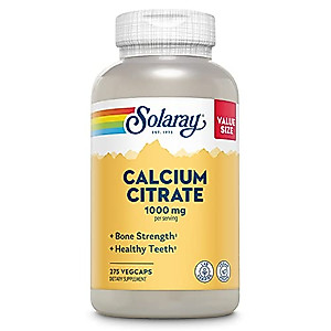 Solaray Calcium Citrate 1000mg, Chelated Calcium Supplement for Bone Strength, Healthy Teeth & Nerve, Muscle & Heart Function Support, Easy to Digest, 60-Day Guarantee, Vegan (68 Serv, 275 Count)