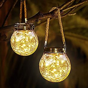 Solar Lantern 2 Pack,Hanging Outdoor Lanterns Waterproof 30 LED Solar Lights Garden Solar Lights Outdoor Decorative Landscape Halloween Christmas Solar Lanterns for Garden Yard Patio Lawn Decoration