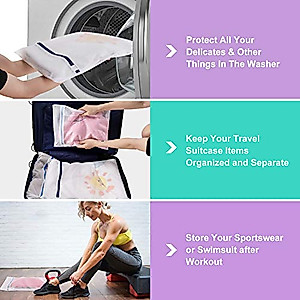 Wanapure 9Pcs Mesh Laundry Bag for Delicates, Lingerie Bags for Laundry - (1 Large & 4 Medium & 2 Small & 2 Bra Bags) for Garment, Underwear, Sock, Baby Clothes, Sweater, Travel, Washing Machine