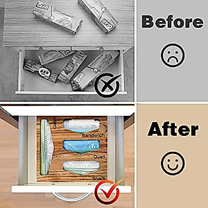 HilarityMax Ziplock Storage Bag Organizer , Premium Acacia Food Bag Organizer for Snack, Sandwich, Quart, and Gallon Size bags, Kitchen Drawer or Wall-Mounted Boxes, 12x12x3 inch