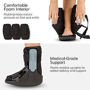 BraceAbility Short Walking Boot - Orthopedic Medical Walker Cast for Broken Toe Injuries, Sprained Ankles, Metatarsal Stress, Post-Op Support Left or Right Foot Fracture Shoe Fits Men and Women (L)