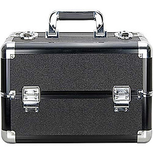 Ver Beauty 4-Tiers Extendable Trays Art Craft Supplies Storage Portable Box Tool Case Organizer Travel Dividers-VP006, Black Glitter