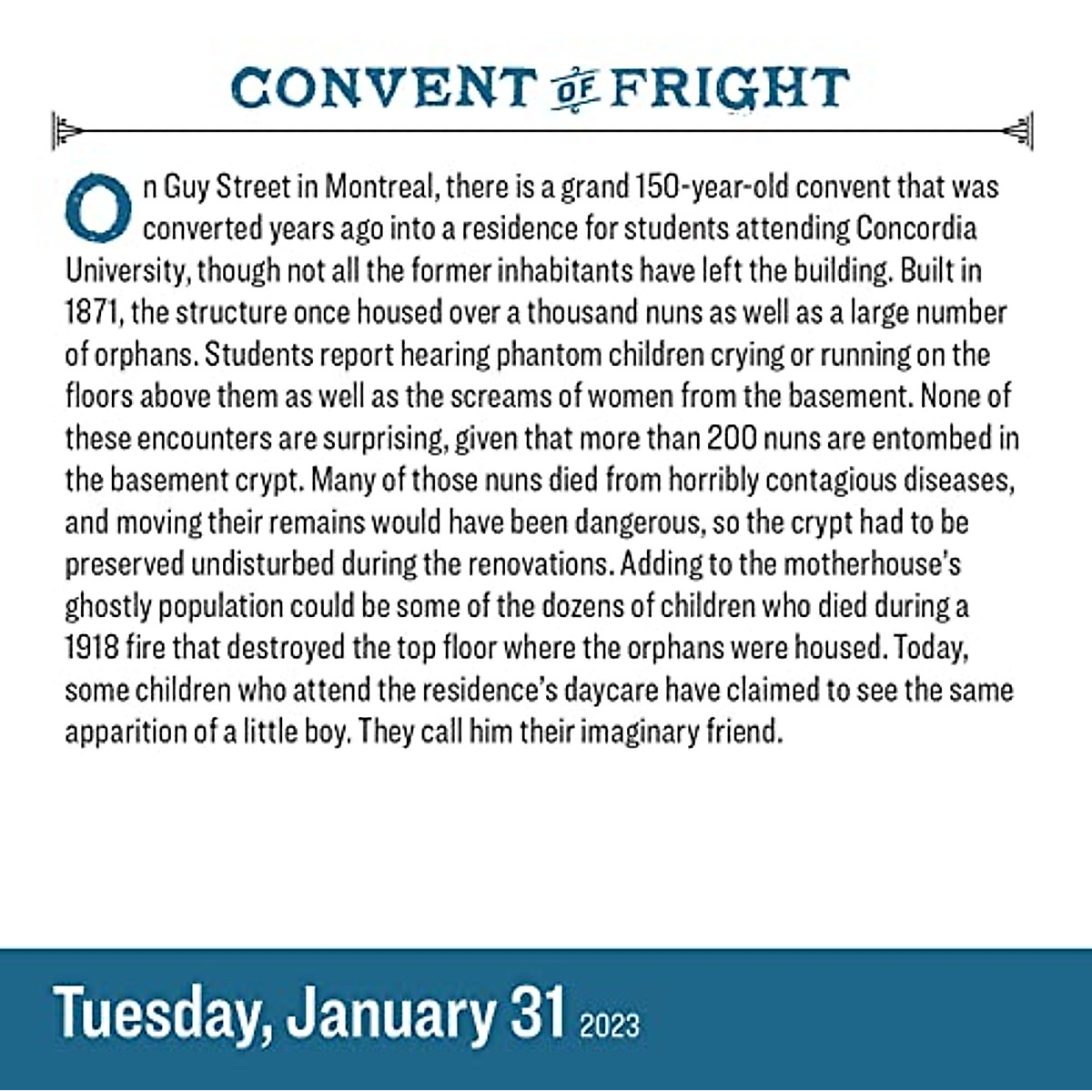 A Year of Ghost Stories Page-A-Day Calendar 2023: Tales of Haunted Houses, Paranormal Investigators, and the Restless Dead