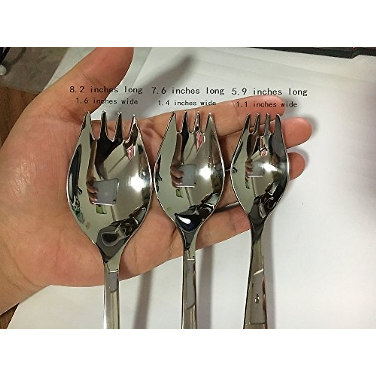 6-pack 18/10 Stainless Steel Sporks for Everyday Use, Back to school lunch supplies Camping Hiking Heavy Duty Flatware set,7.6-inch (M)