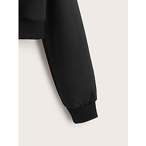 MakeMeChic Women's Cropped Zip Up Hoodie Sweatshirt Cropped Jacket Fleece Lined Black1 S