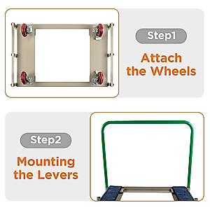 Yeeoy Steel Panel Truck with Swivel Casters and Wood End, Heavy Duty Panel Dolly Cart Drywall Sheet Cart with 3 Standard Upright, 1500 lbs Capacity Platform Truck Cart, 36" Length x 24" Width