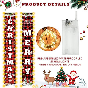 Christmas Porch Signs Banner for Outdoor Christmas Decorations with Lights, Merry Christmas Sign Hanging Door Banners(71"x 12") for Home Wall Front Indoor Yard Merry Christmas Banner