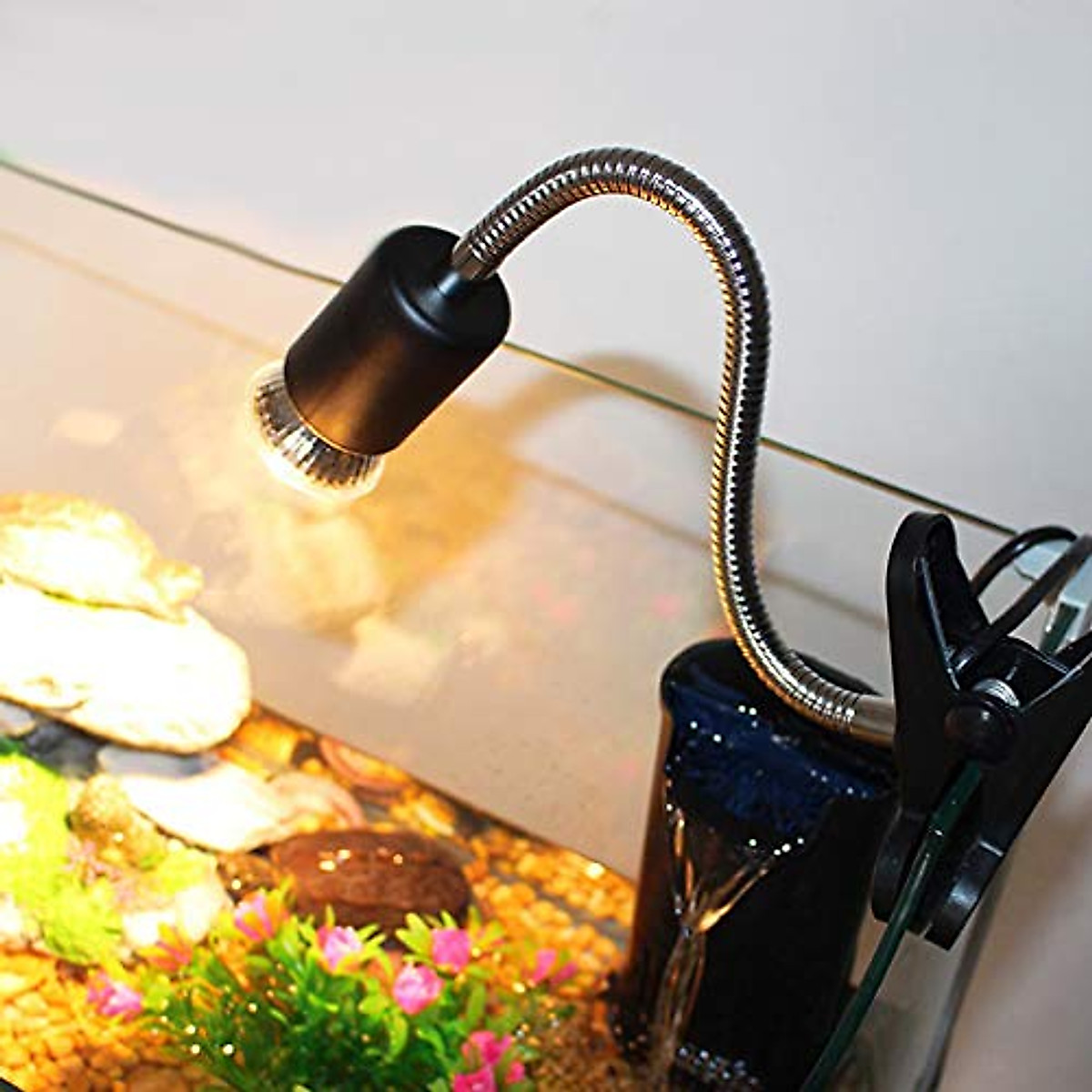 superdream Sturdy Lamp Fixture Gooseneck, Adjustable Reptile Lamp Fixture Holder for Pet Brooder Lizard Turtle Snake Aquarium Habitat Heat Lamps (Black)