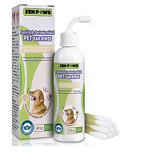 Zenpaws Dog and Cat Ear Cleaner Solution – Ear Drops - - Advanced Veterinary Recipe. Remove Wax and Build up and Relieve Itchiness - Alcohol-Free